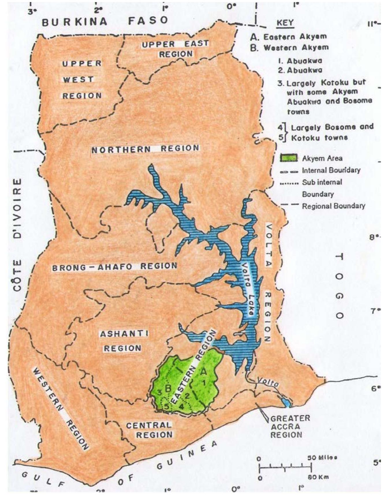 1 modern ghana showing the akyem area