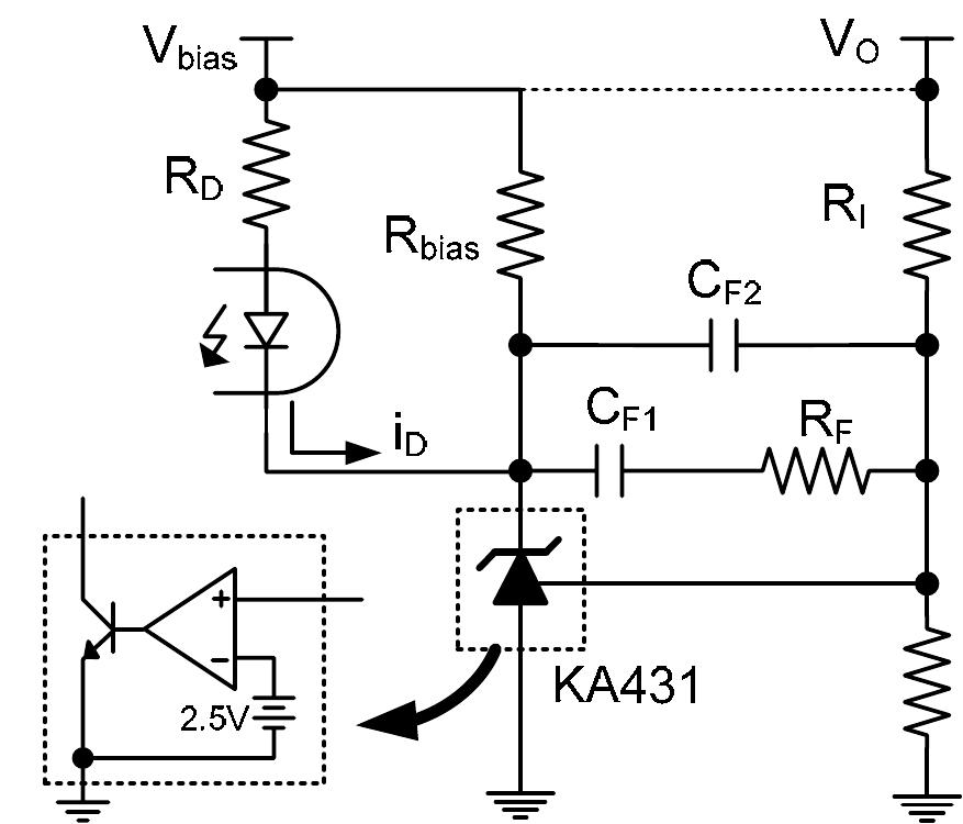 Application circuit with ka431. shunt regulator ka431 is