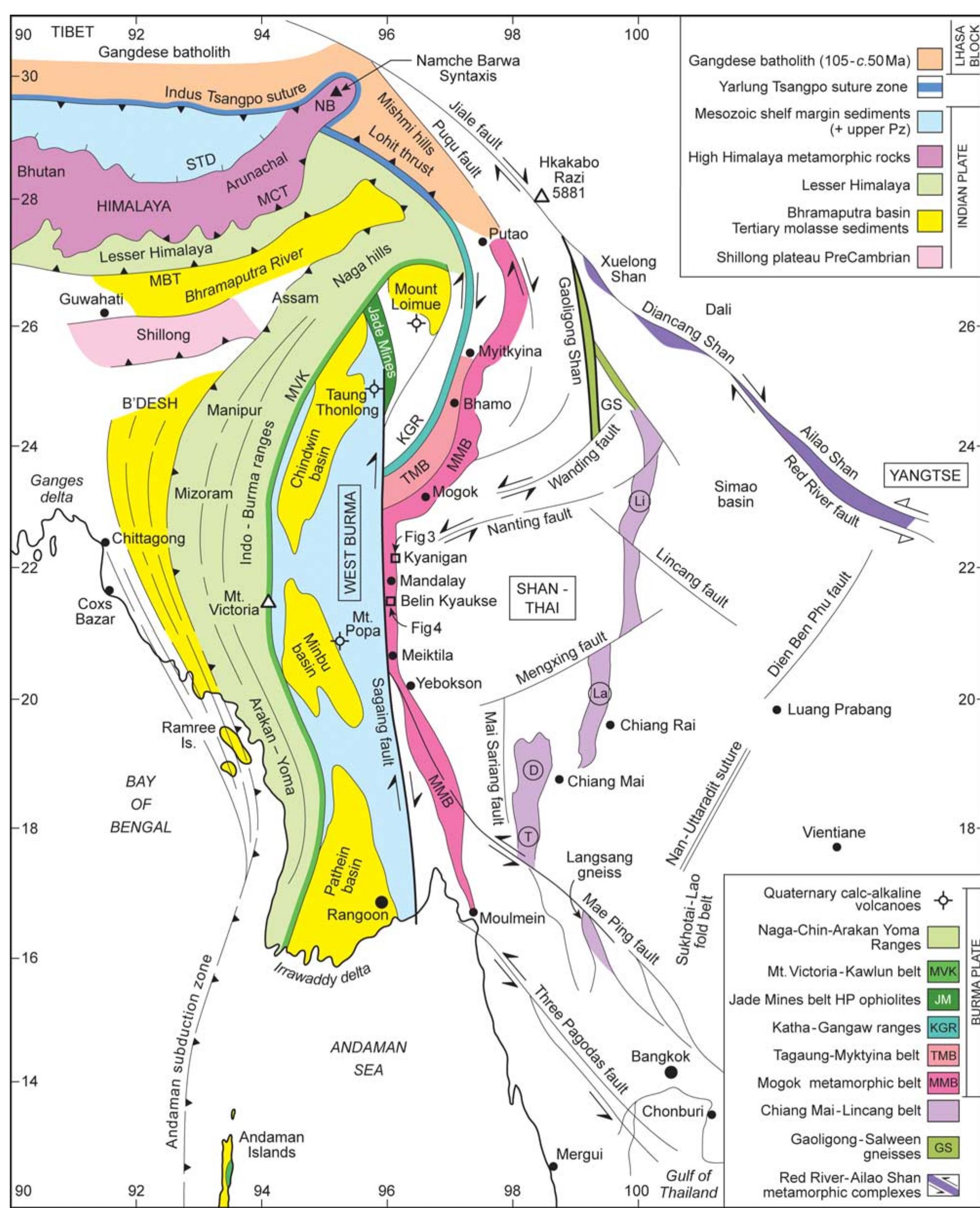 Geological map of se asia, burma, and the andaman sea region