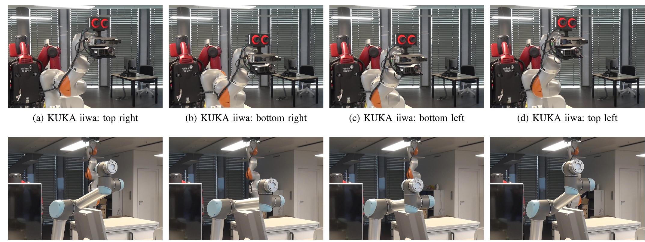 (e) universal robots urs: top right (f) universal robots