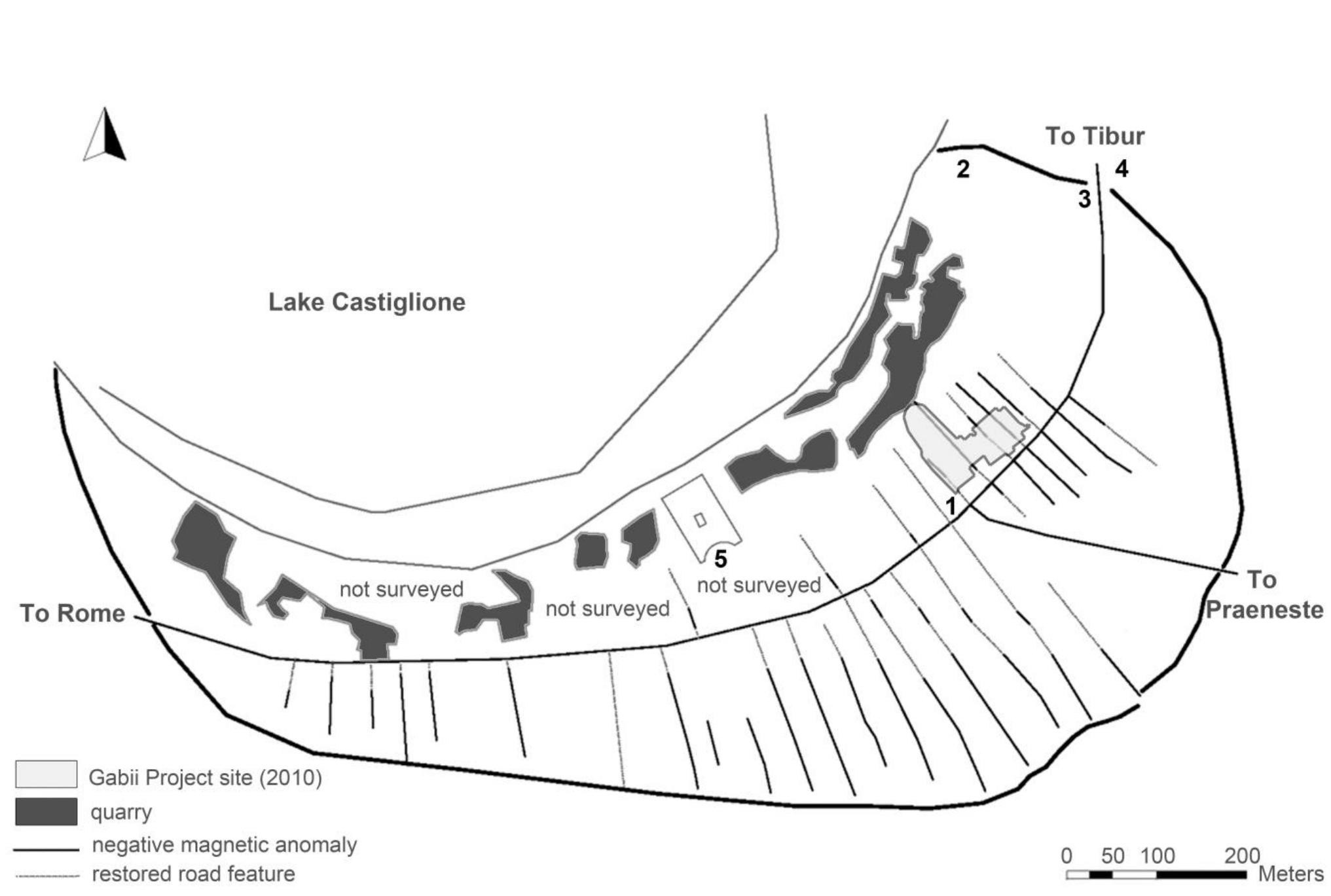 Schematic layout of gabii showing the location of main