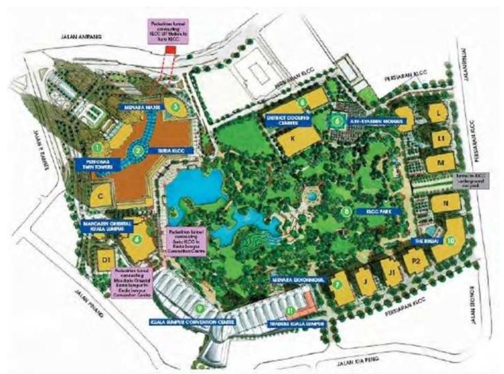 The master plan of klcc park kuala lumpur (source: magazine,