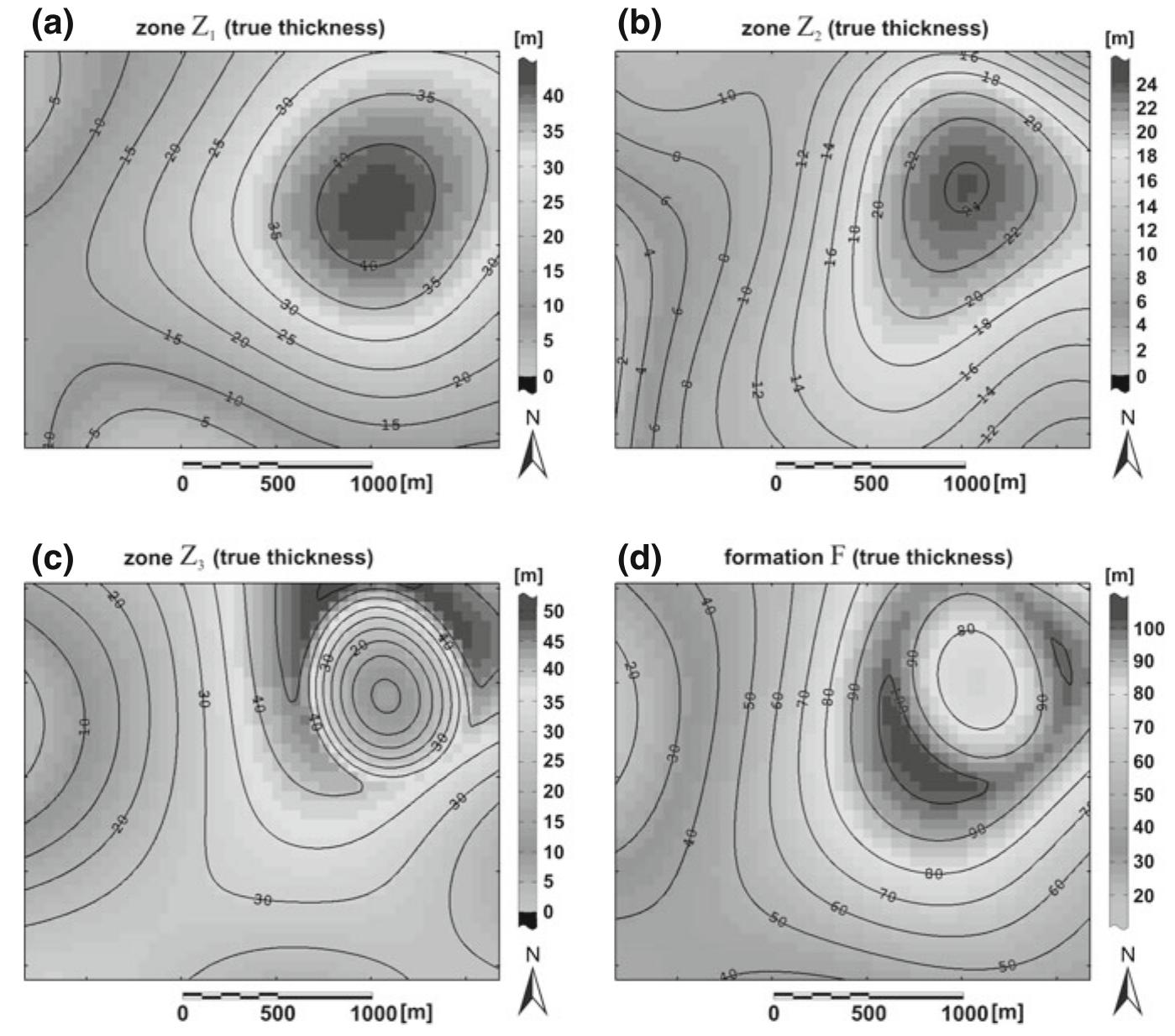 The isochore maps of the true thicknesses of the individual