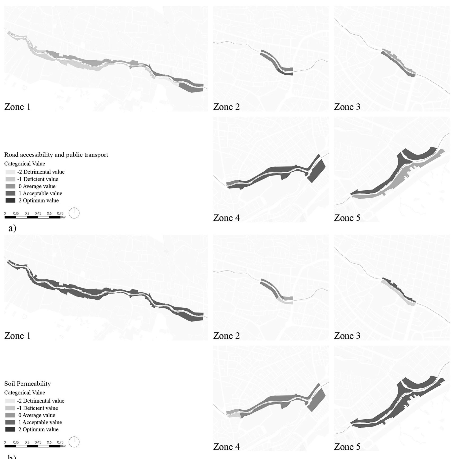 Data visualization: (a) map of road accessibility and public