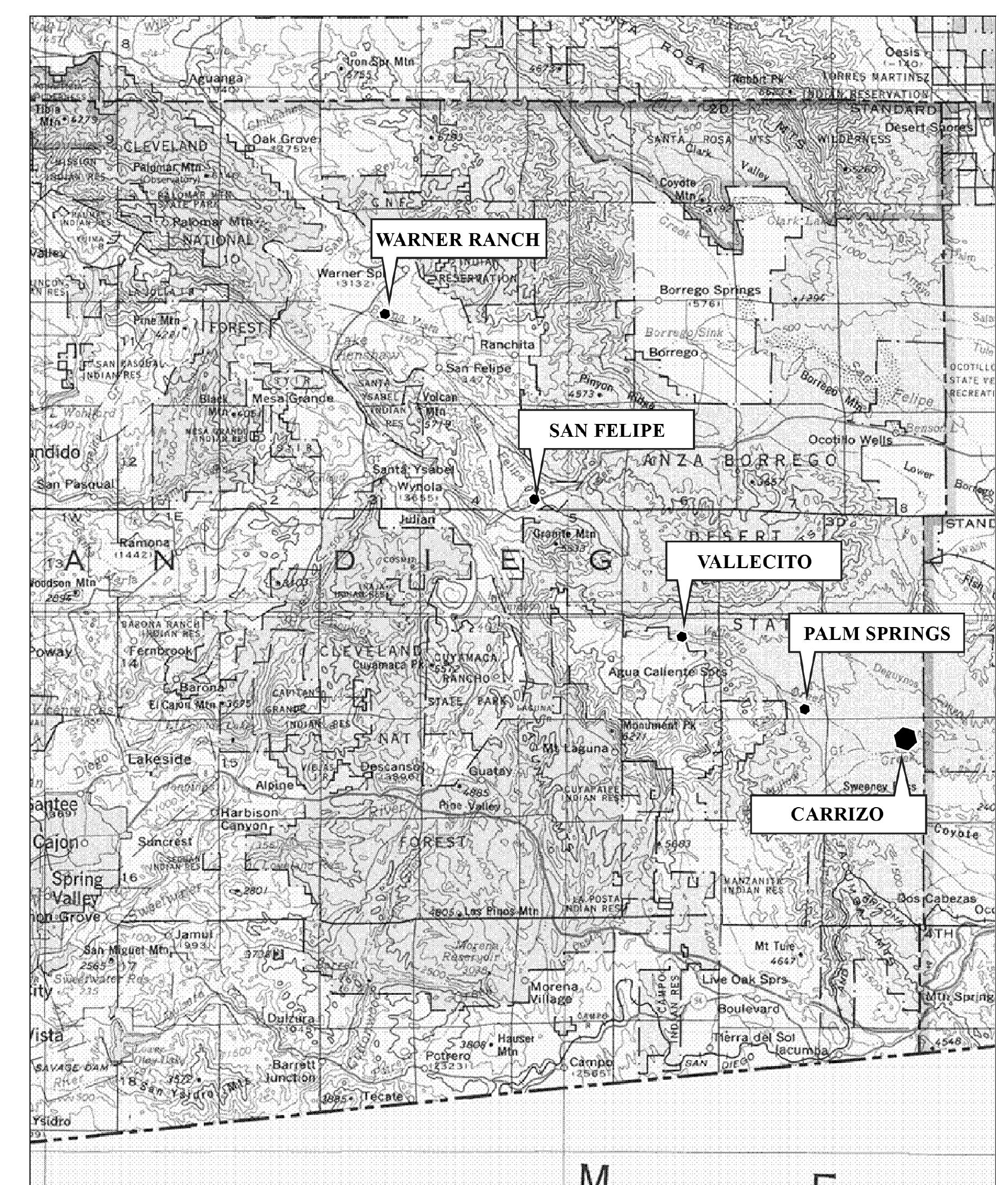 San diego region, usgs 1:500,000 scale map.