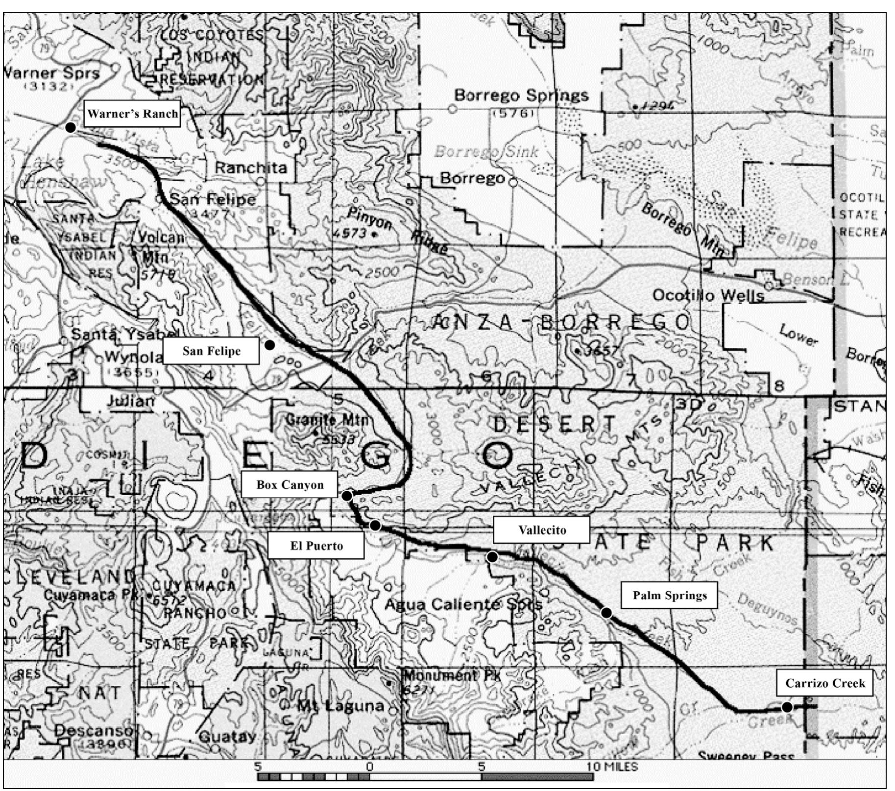 Map of the southern emigrant trail through the carrizo