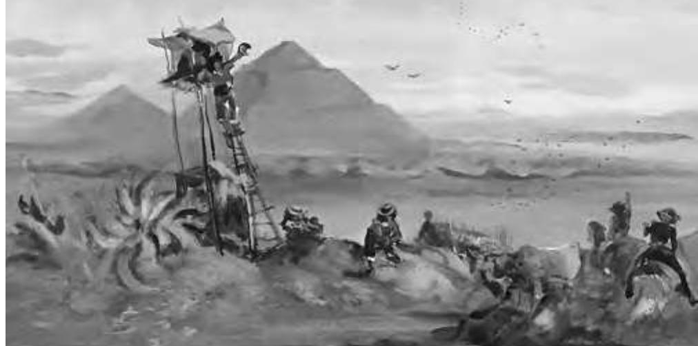 The pyramids of teotihuacan painted by moritz rugendas,