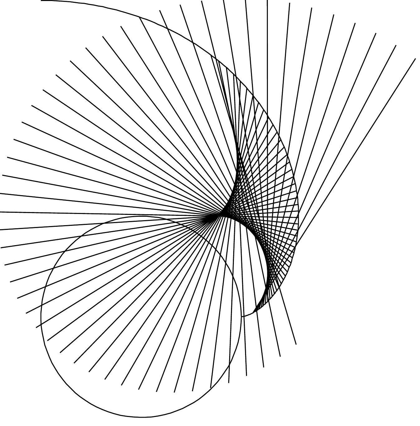 A caustic (envelope curve of reflected rays) from the