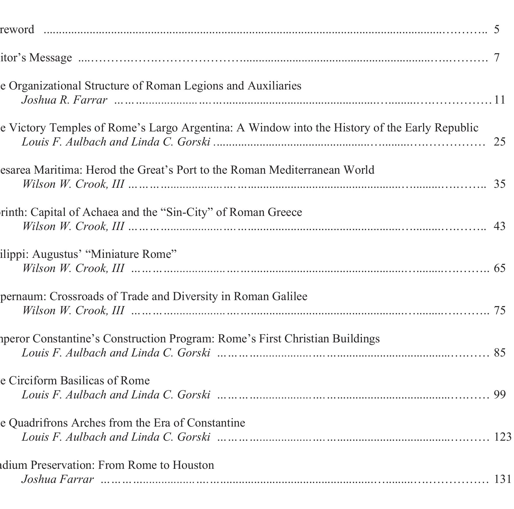 Table 1 - The Victory Temples of Rome’s Largo Argentina: A