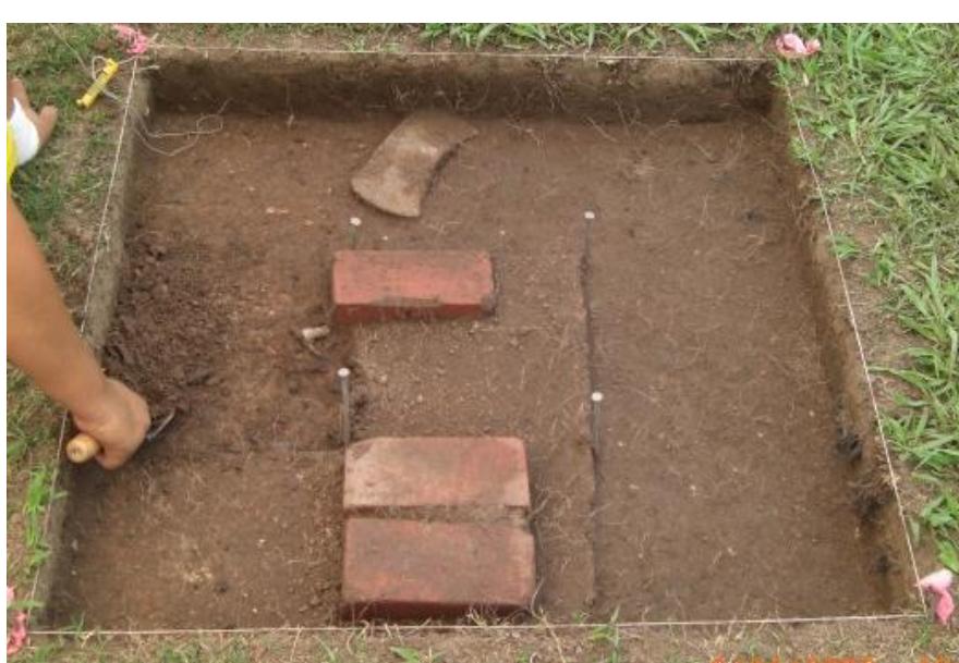 41 line of brick parallel to the cabin