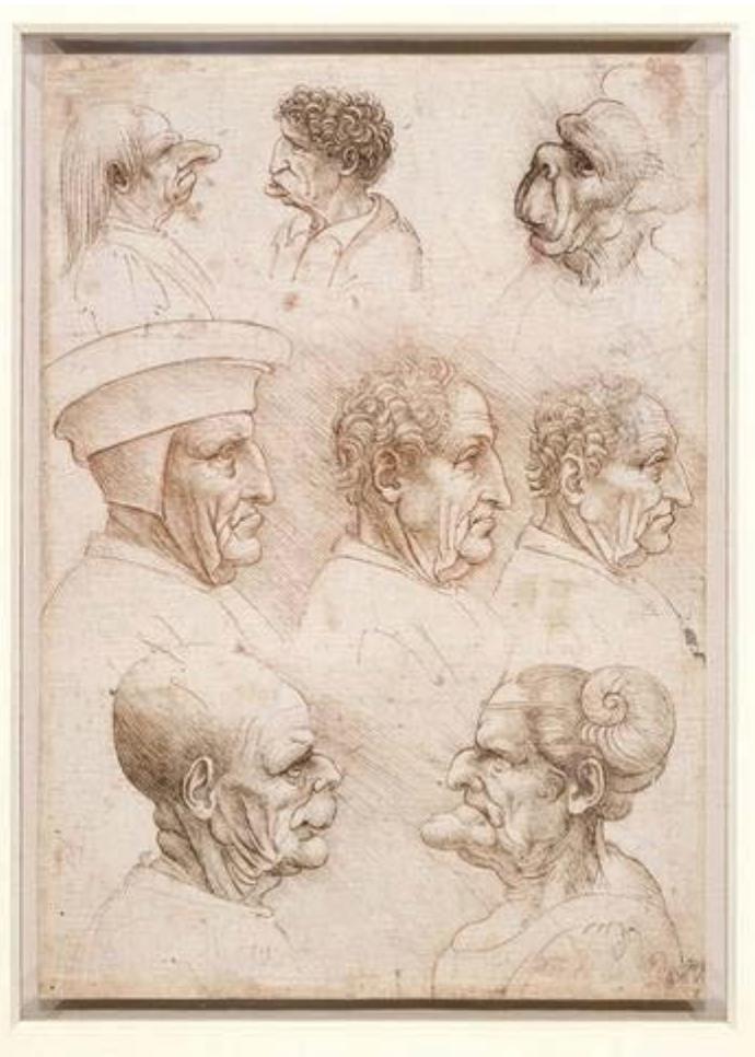 3 ‘five grotesque heads and three men in profile’, sketch by
