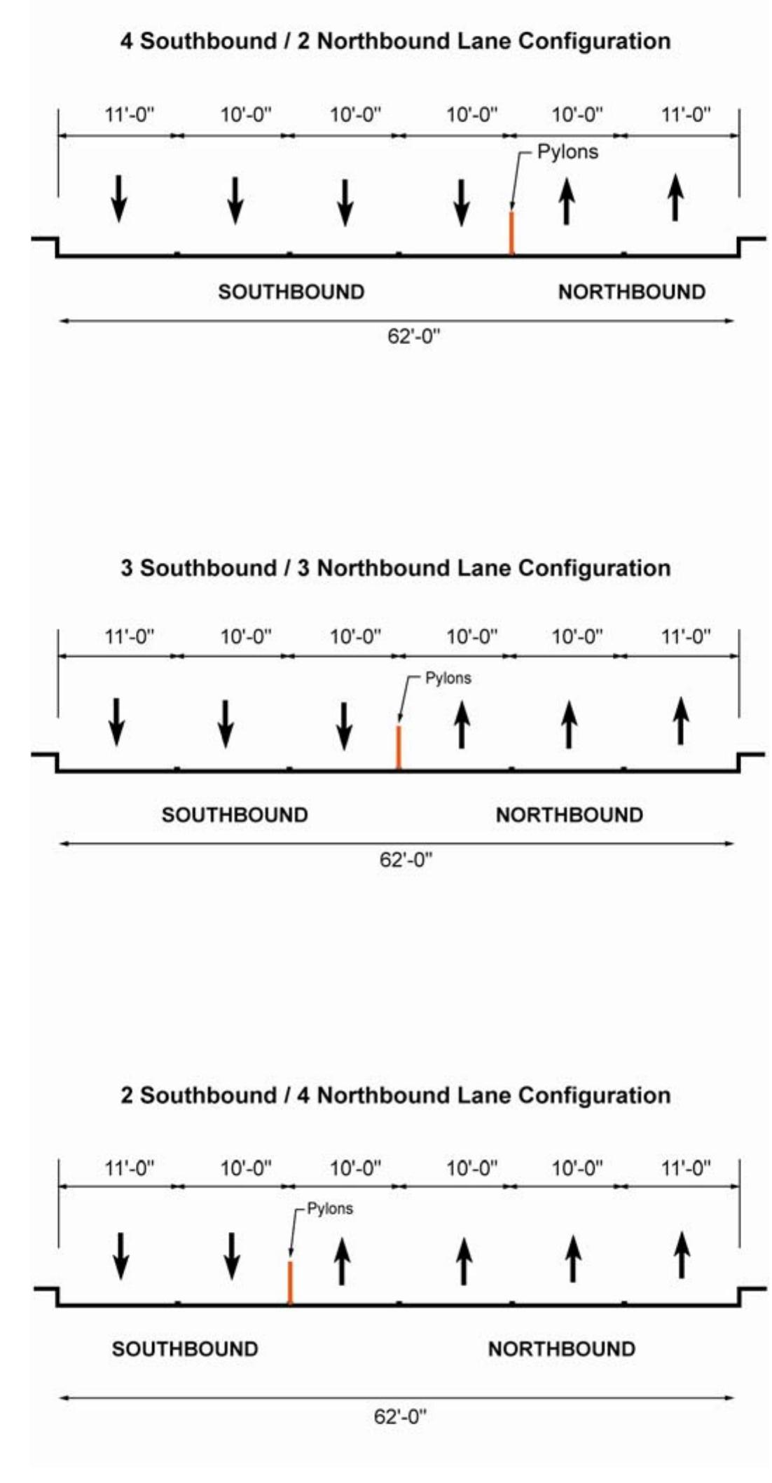 Existing lane configuration cross sections