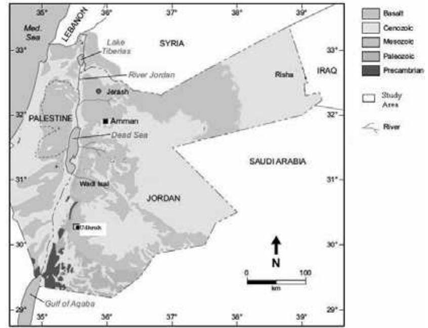 Map of the geology of jordan. modified from bender 1974.