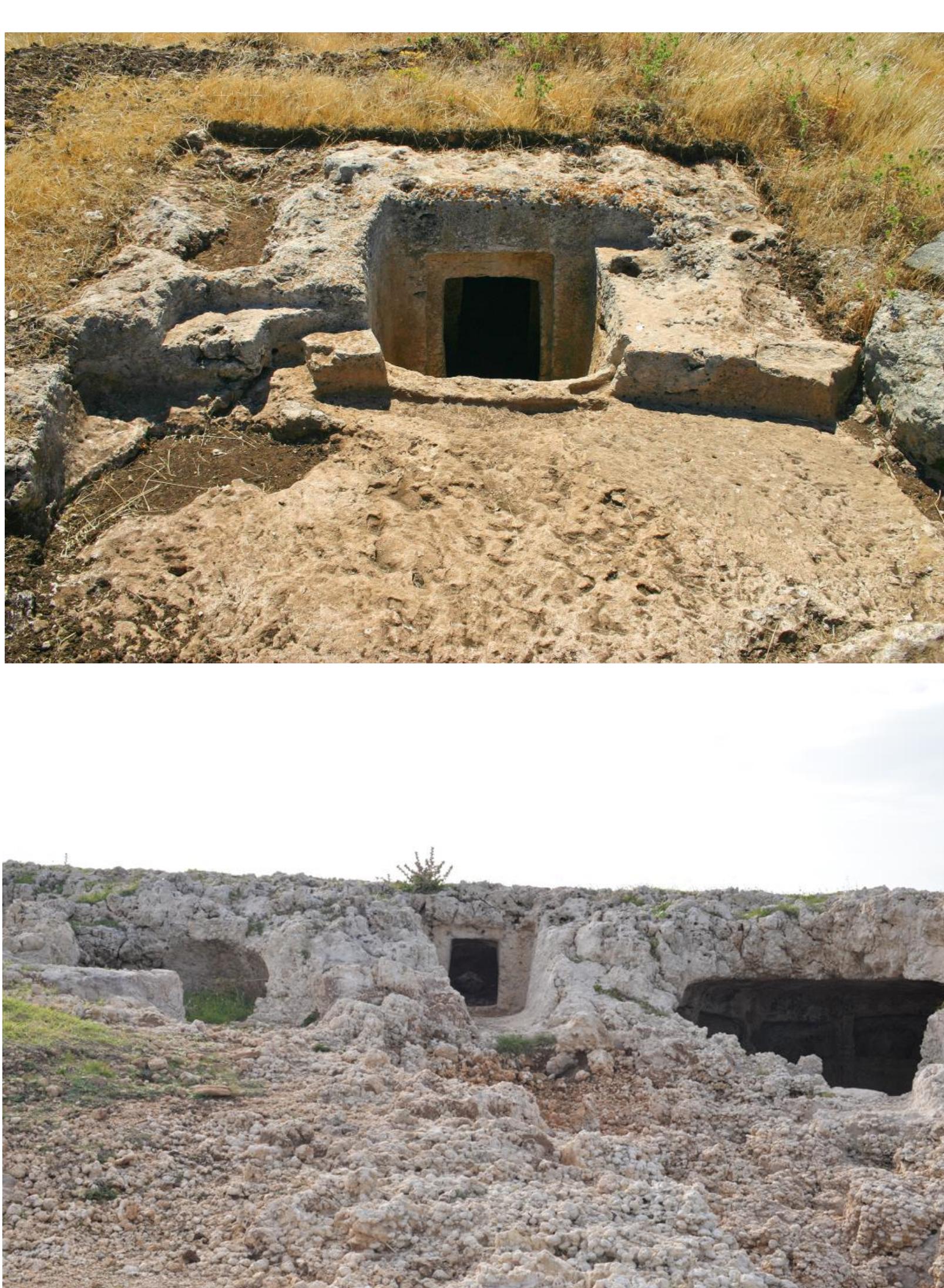 Types of tombs visible at thapsos: shaft tomb (up) and