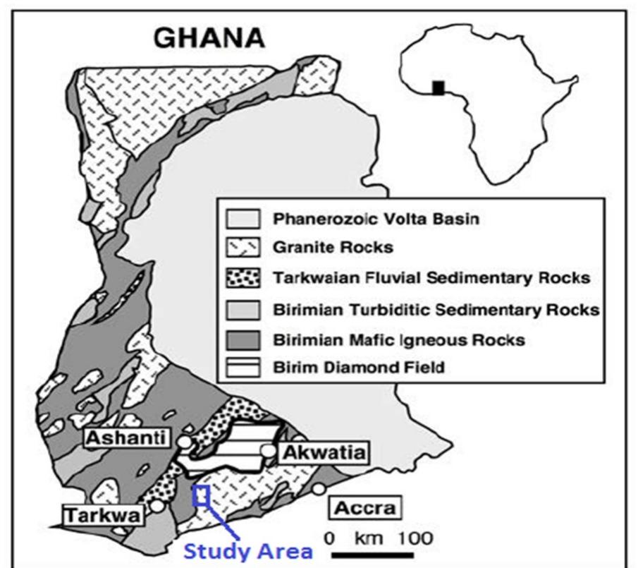 Simplified geological map of ghana [12]