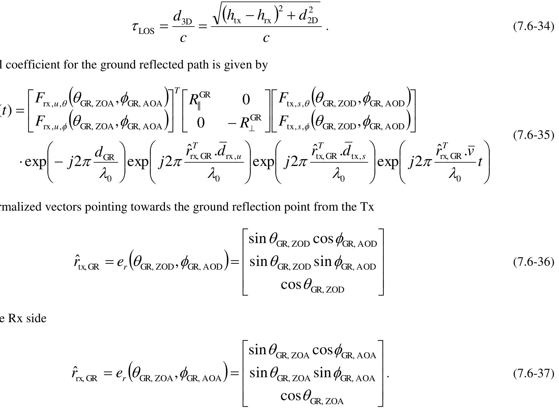 The angles for the ground reflected path are given by the