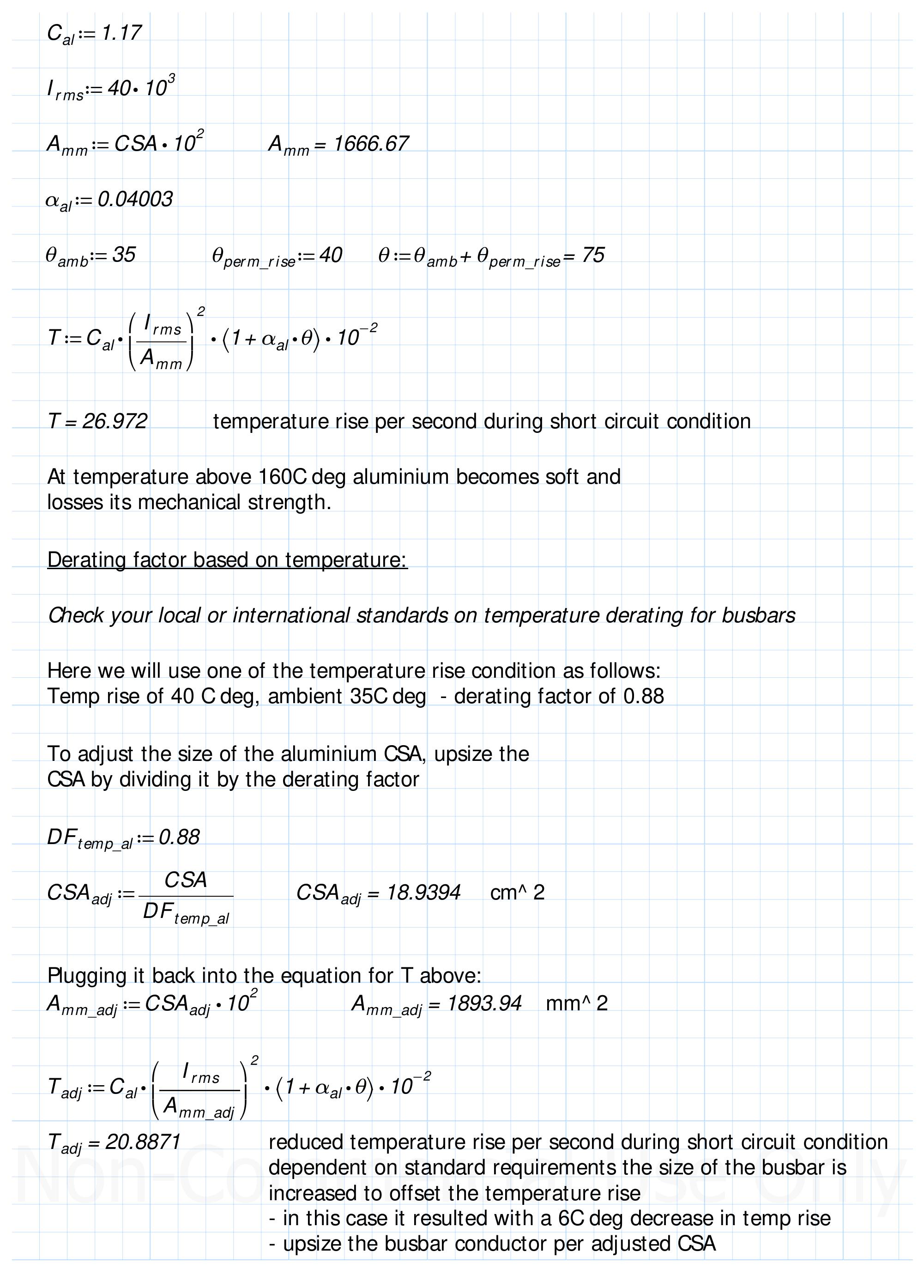 Figure 11 - Bus Bar Sizing Calculation For Substation.
