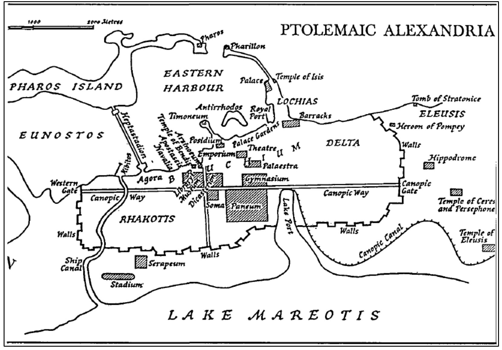 plan of ptolemaic alexandria with the two intersecting