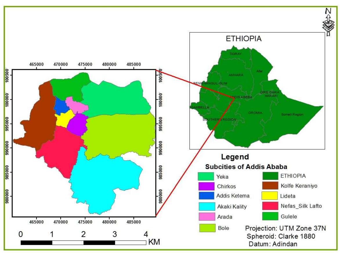 Map of addis ababa source of location map (from arc gis