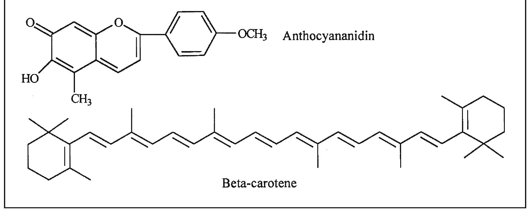 Carotenoids: in these the colour is due to the presence of