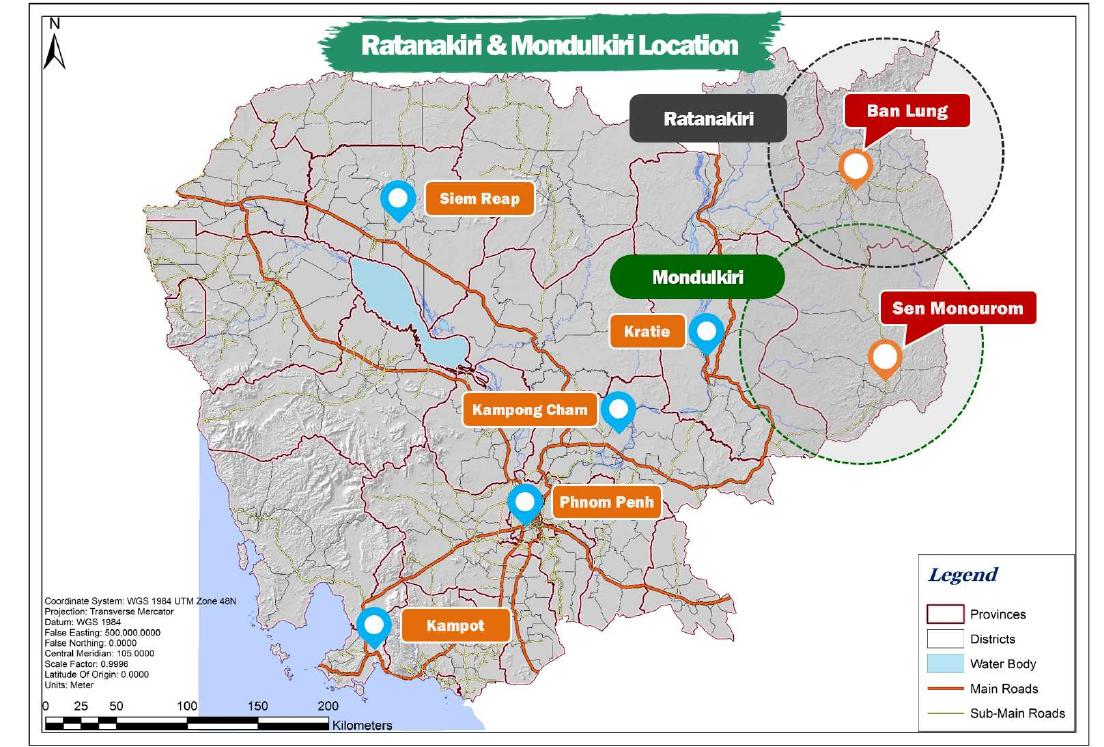 Image 1. map of mondulkiri and ratanakiri provinces