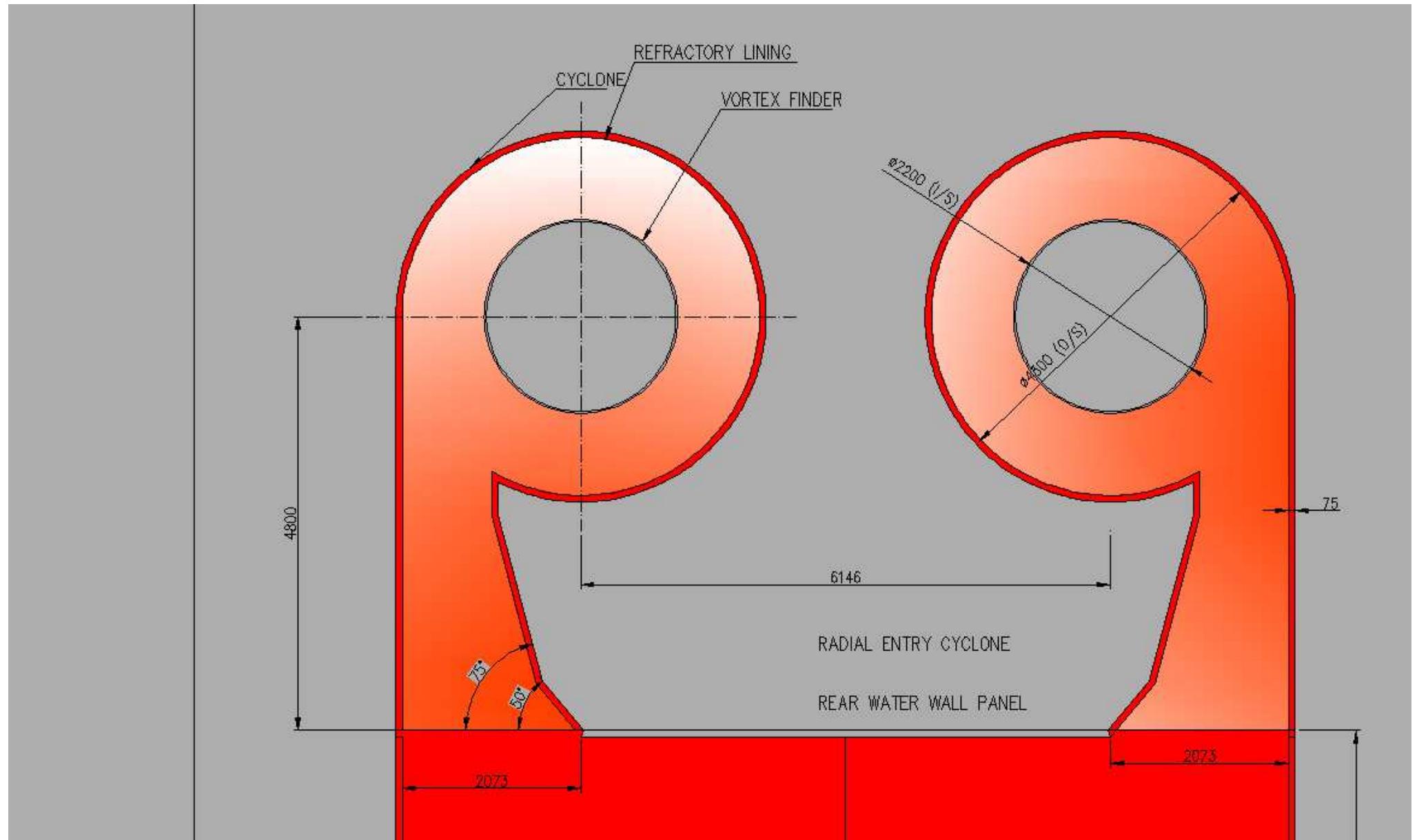 The cyclone configuration shown is a radial entry cyclone