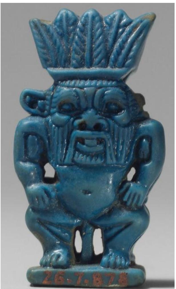 A faience amulet figurine of bes, thirc intermediat period,
