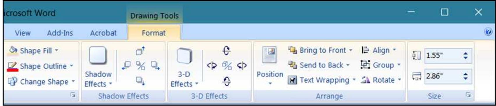 The format ribbon fig 1: drop-down menu of the shape tools