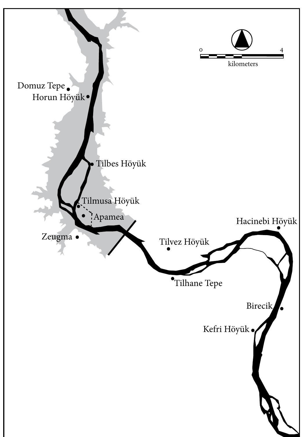 Map of principal sites in the euphrates river valley near