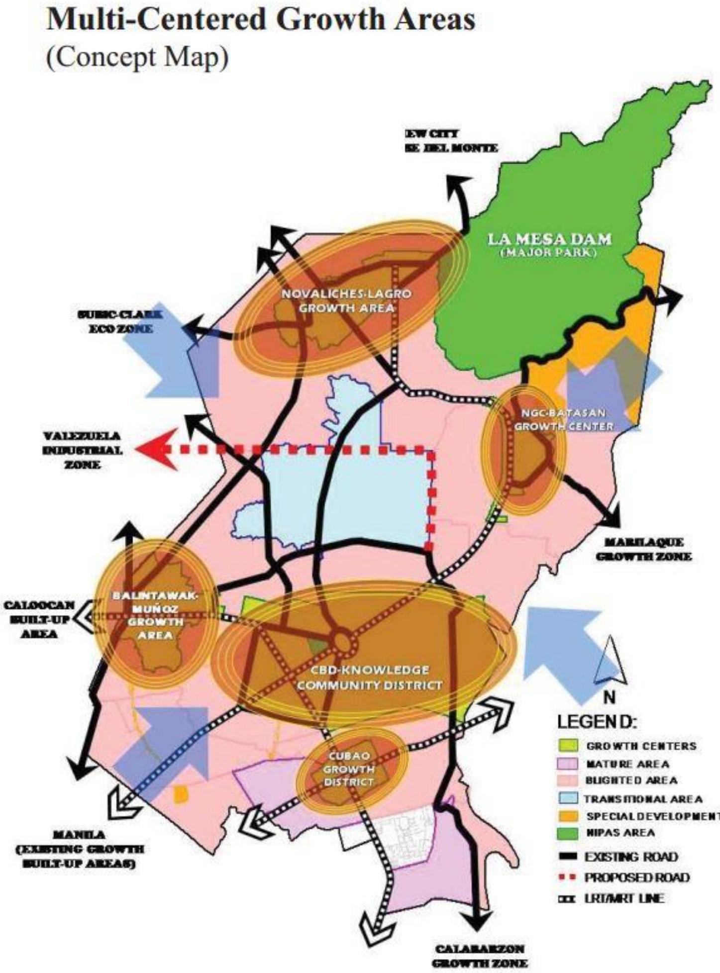 Quezon city multi-centered growth areas (concept map)