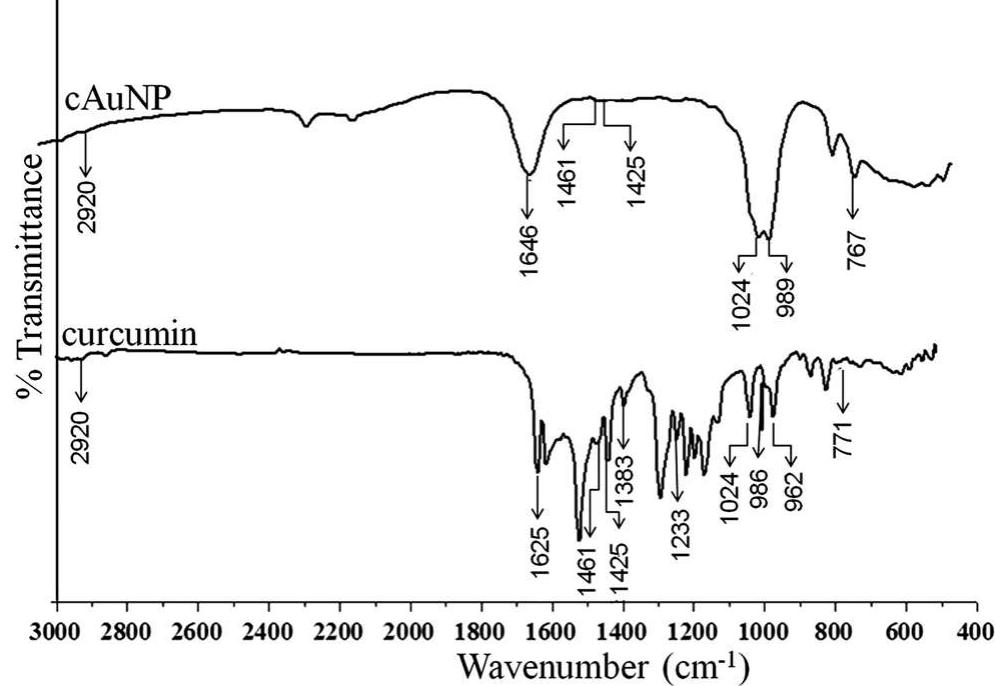 Ftir spectra of curcumin and caunps.
