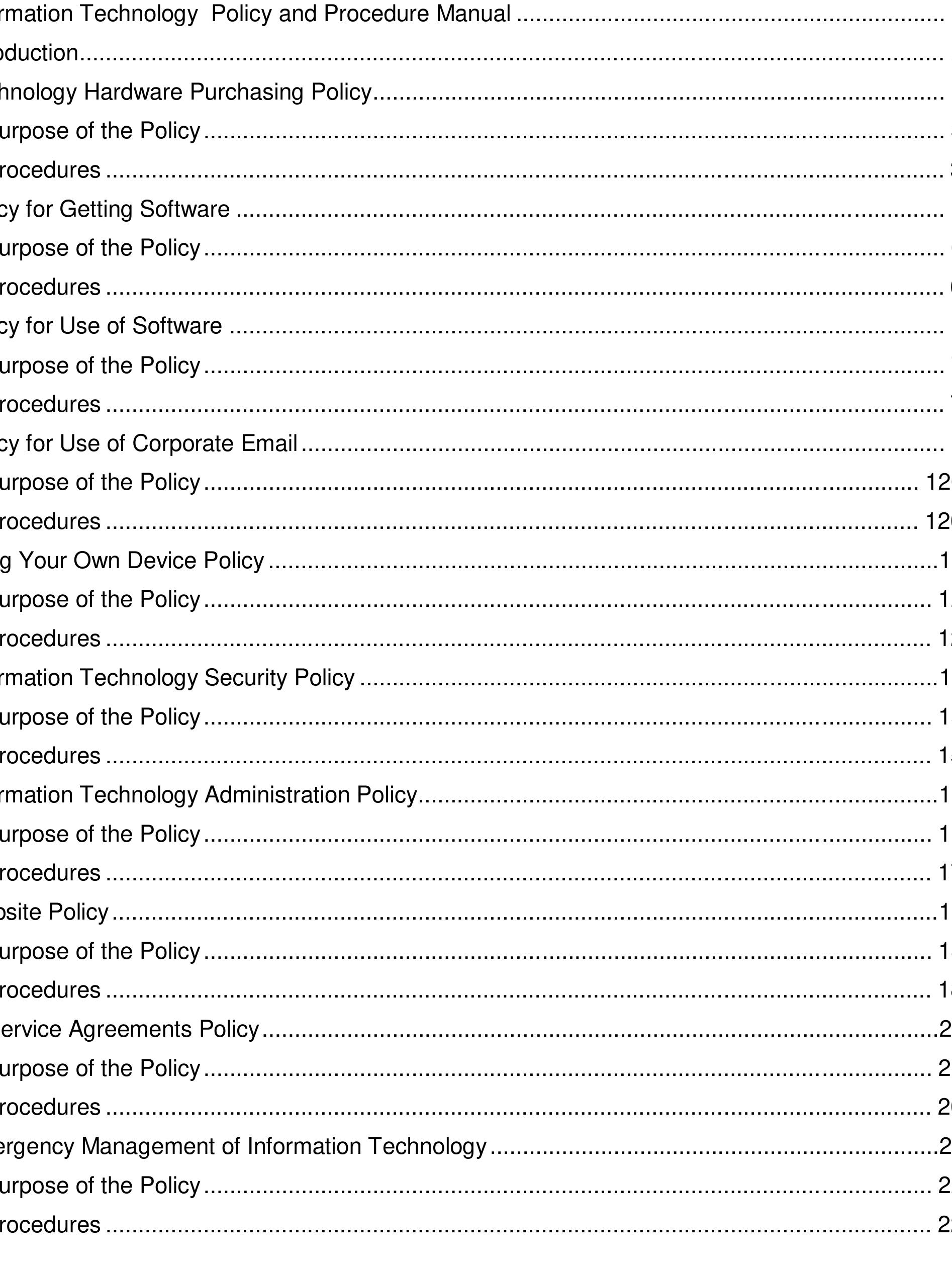 (PDF) Information Technology Policy and Procedure Manual
