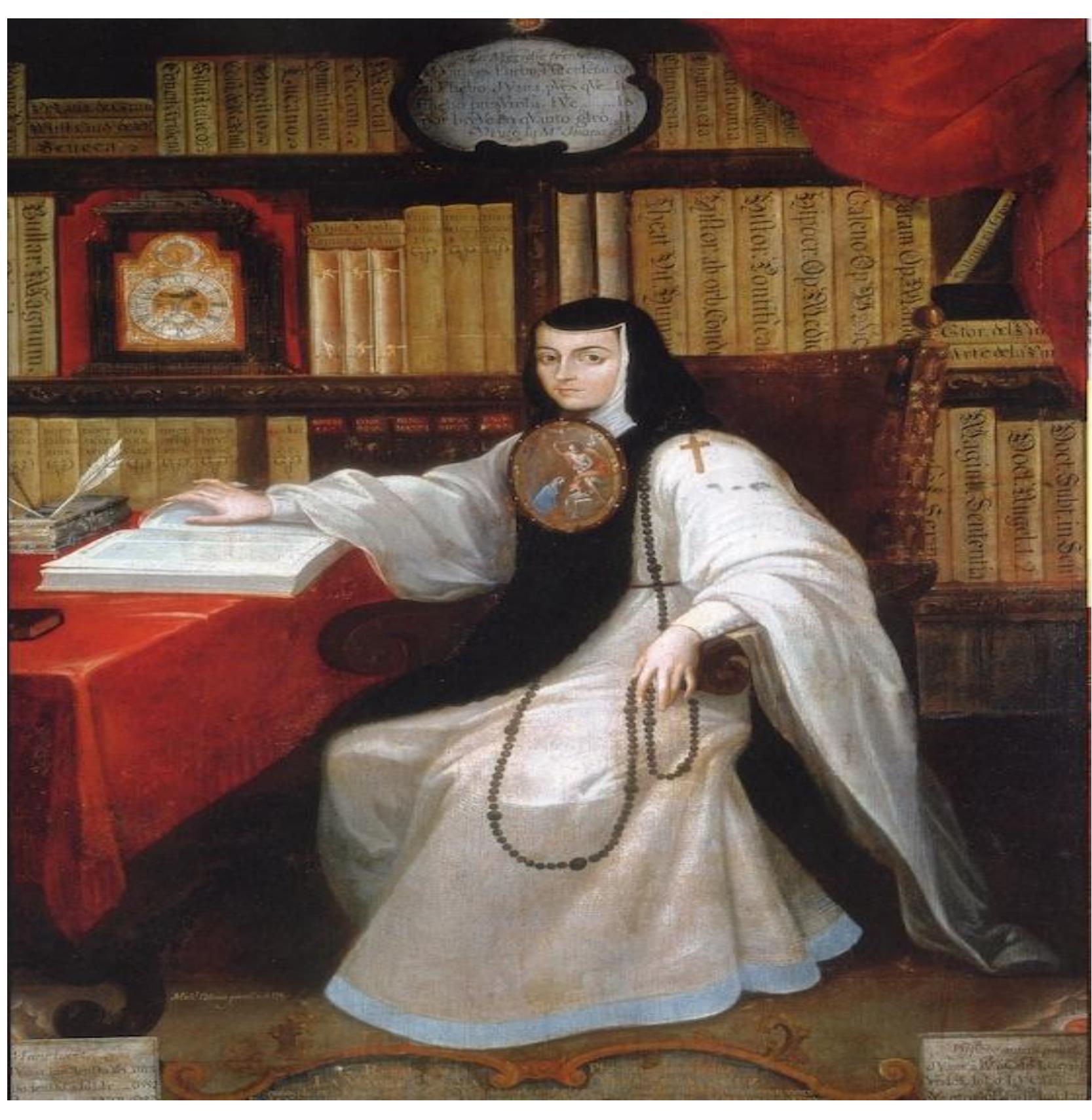 Portrait of sor juana inés de la cruz. nun's badge (detail),