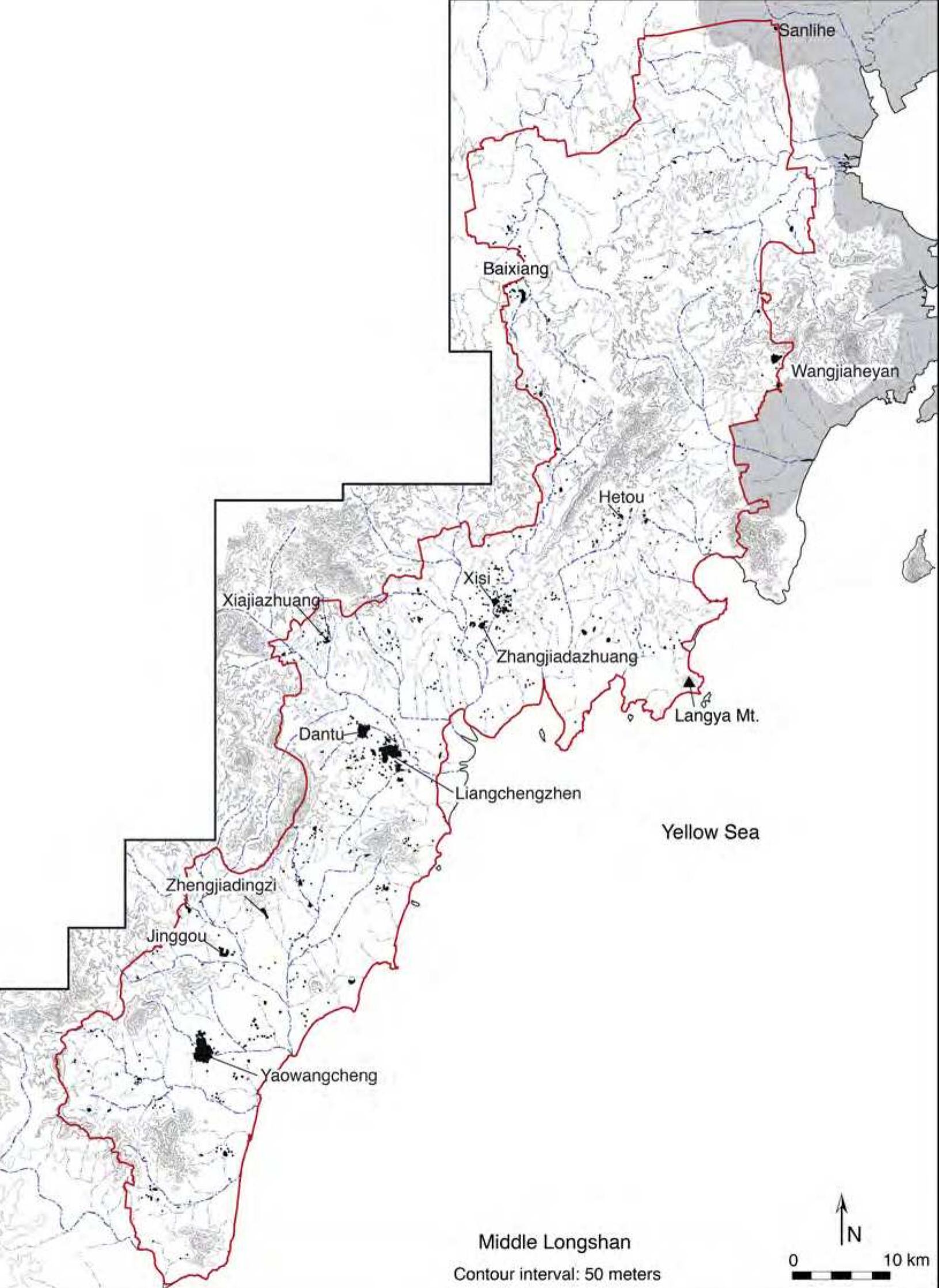 Map of middle longshan sites.