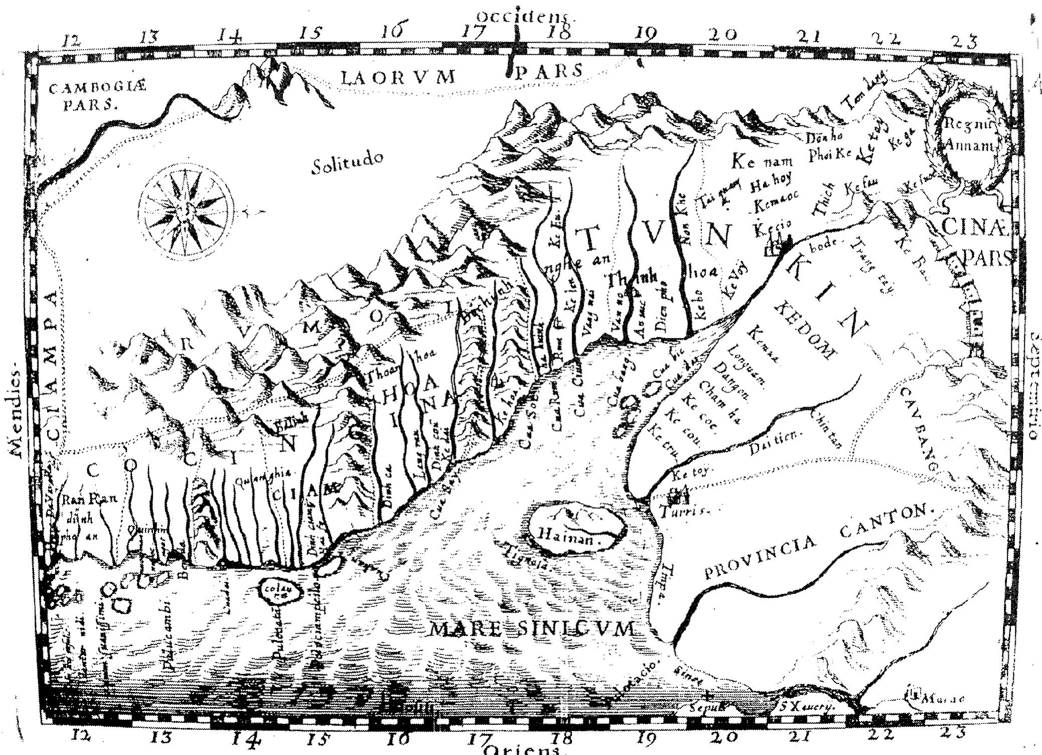 , alexandre de rhodes. regnii annam. 1650. from histoire du