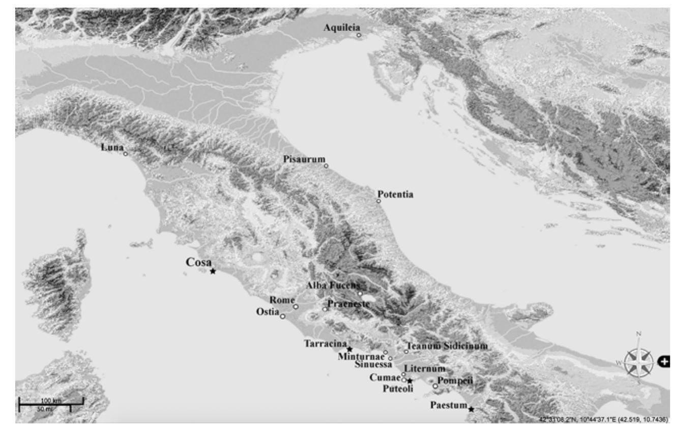 Map of italy with main sites mentioned in the text (courtesy