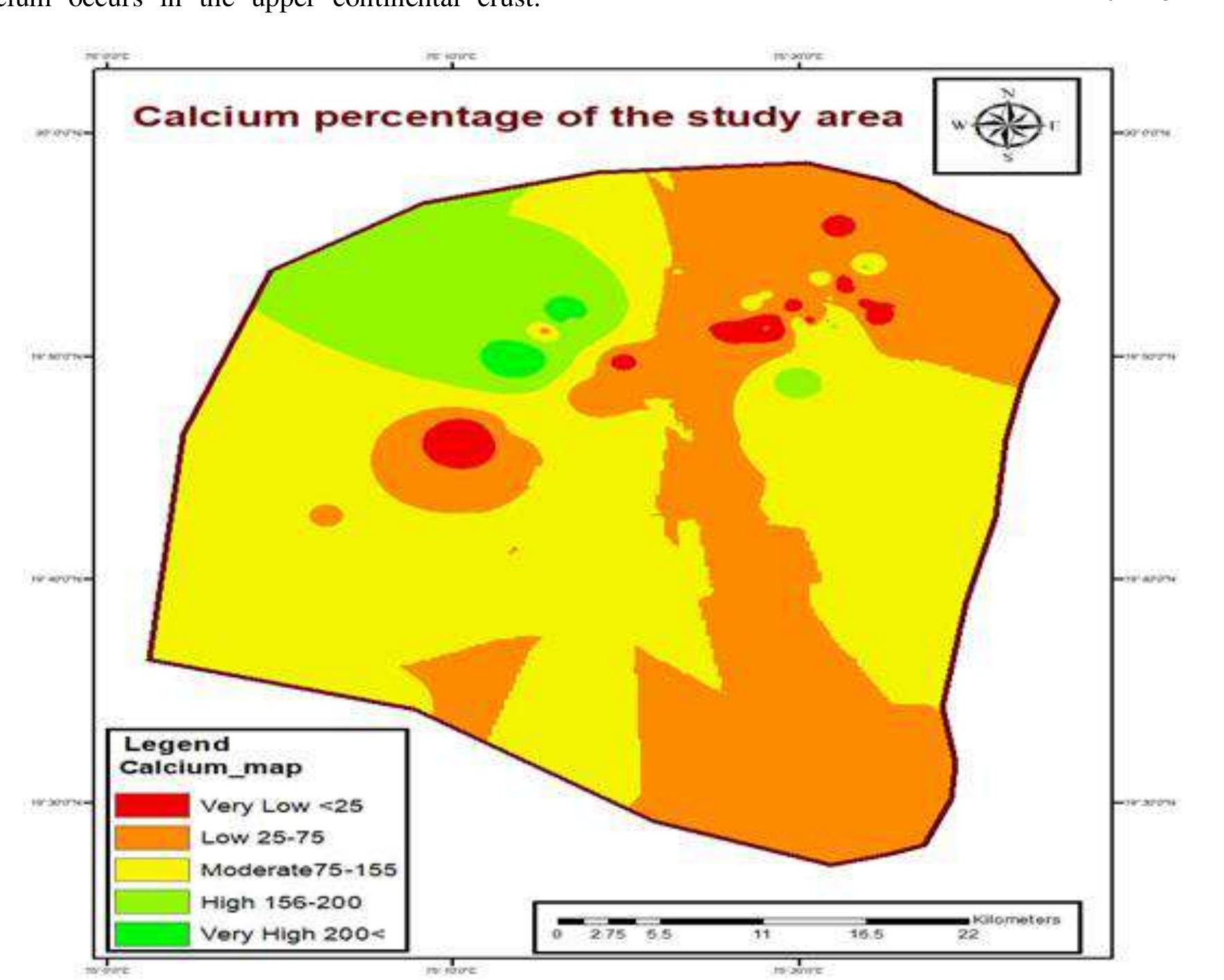 - calcium percentage map of the study area