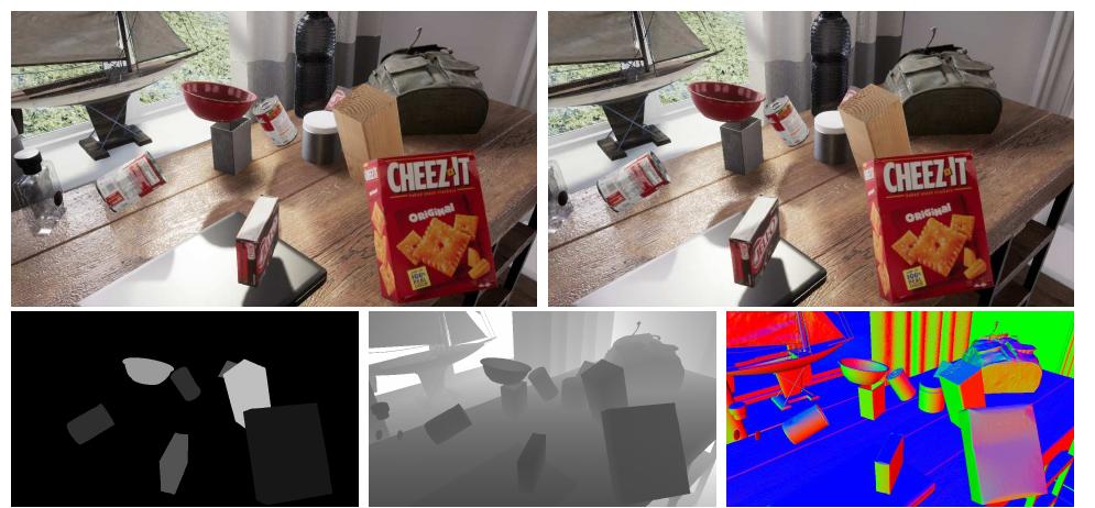 Examples from the dataset. left and right stereo views (top)