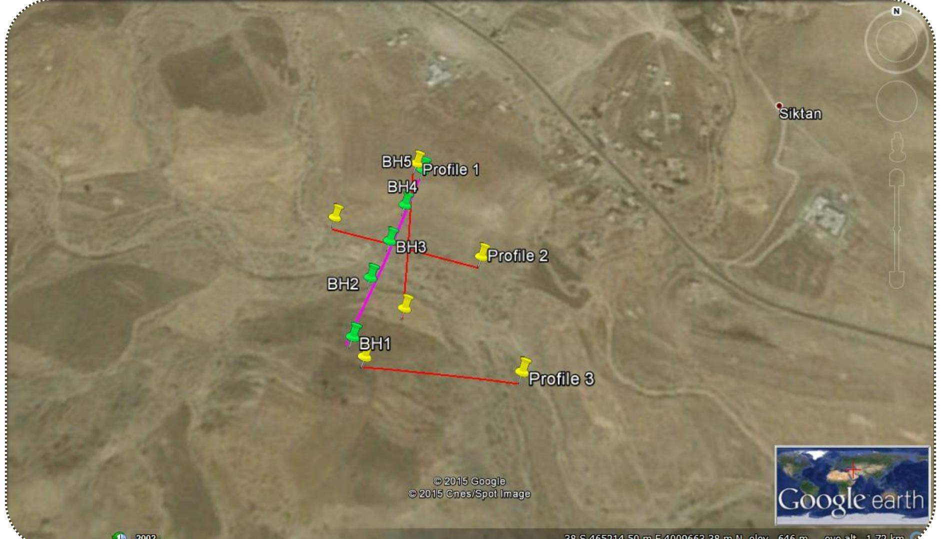 (8): satellite image showing the 2d electrical resistivity