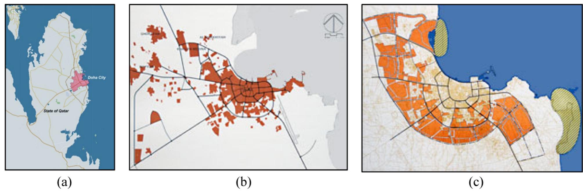 Transformation of qatar's capital city of doha; a)