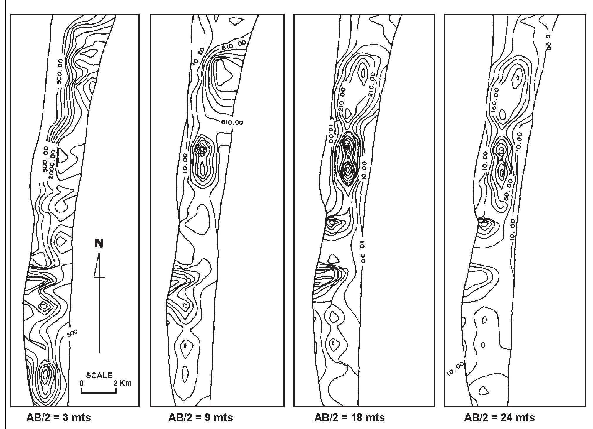 Iso-apparent resistivity contour map of the study area.