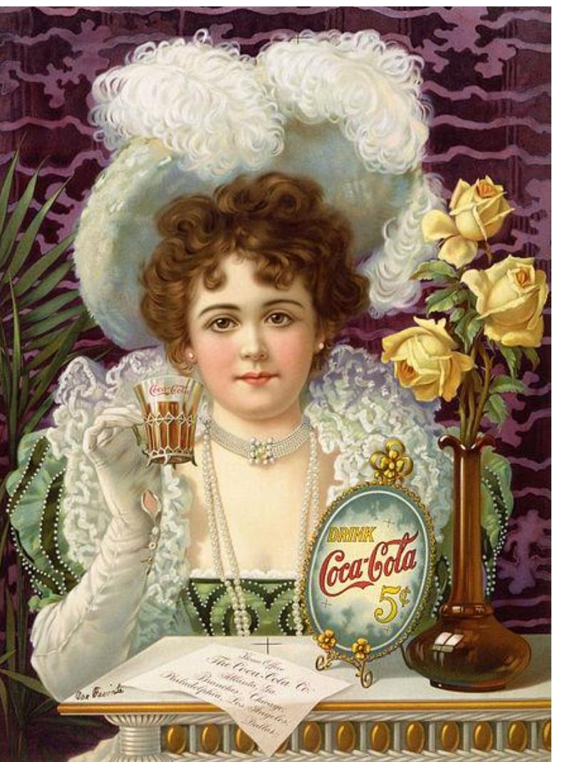(famous dance hall singer hilda clark, coca-cola 1900s ad)