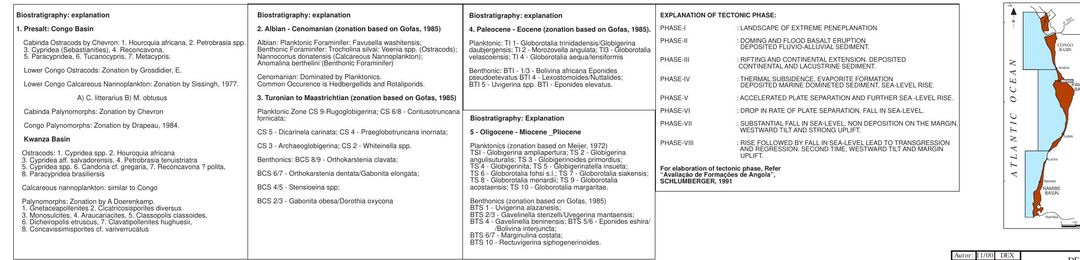 Schematic albian platform showing varied lithofacies in