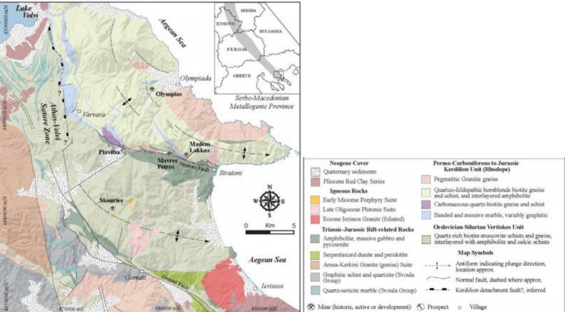 Map 2: geological map of the kassandra mines complex