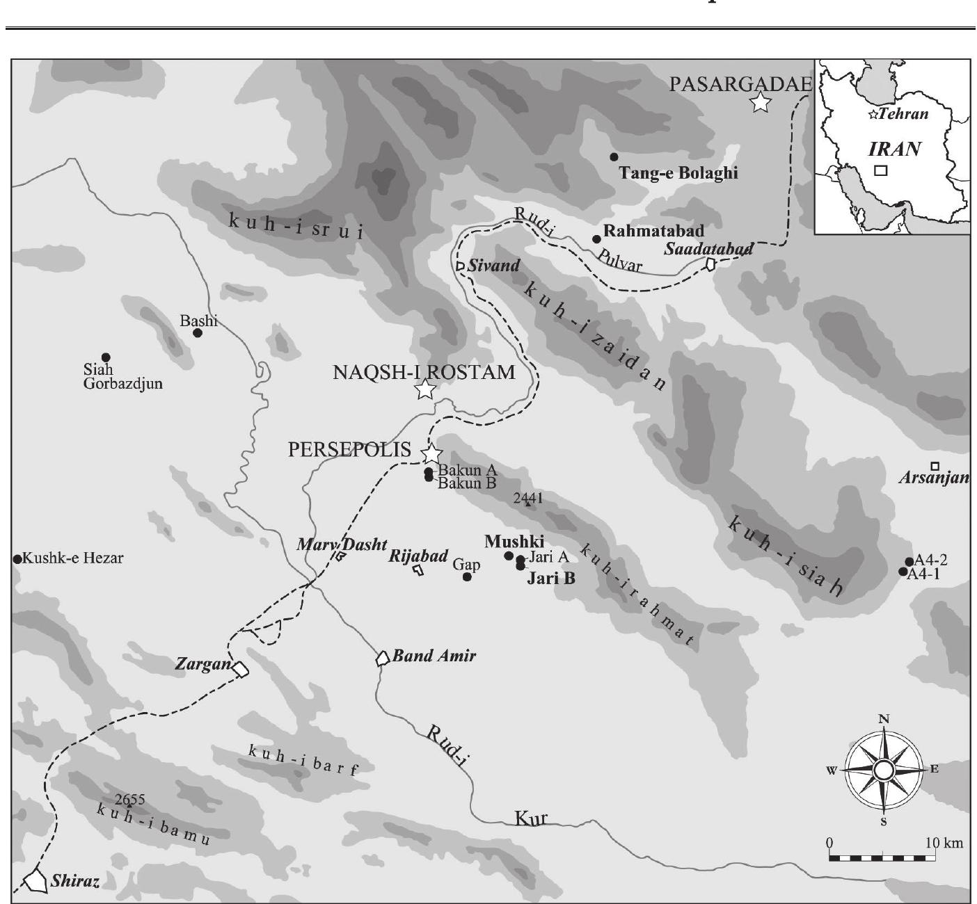 Map showing neolithic sites in the fars region mentioned in