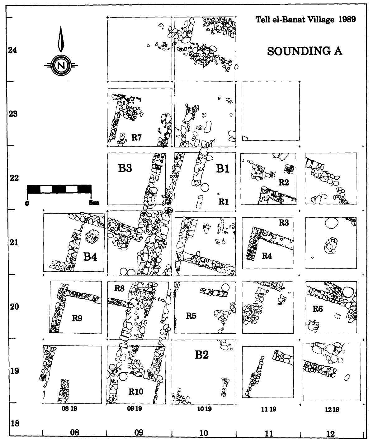 Banat. plan of sounding a in tell el-banat village. bpgaagl.
