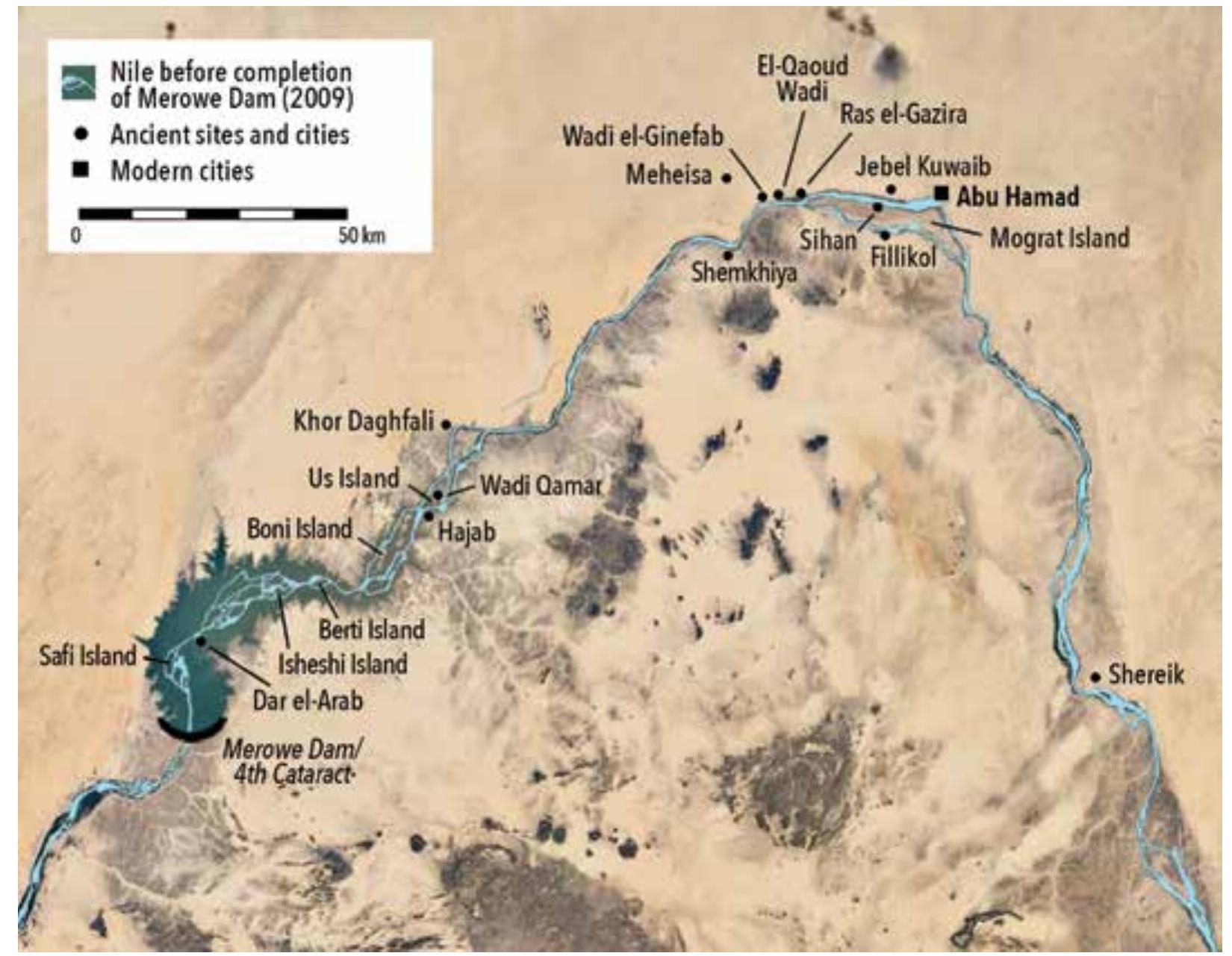 2. map of the region of the 4th and 5th cataracts showing