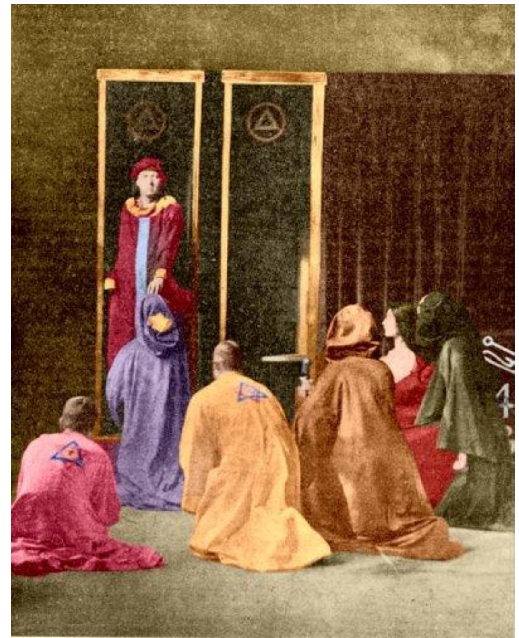 Crowley conducting rites with his disciples.