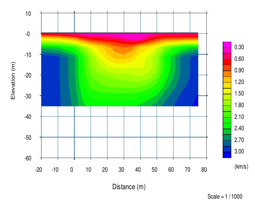 A 2-d subsurface seismic refraction tomography model for