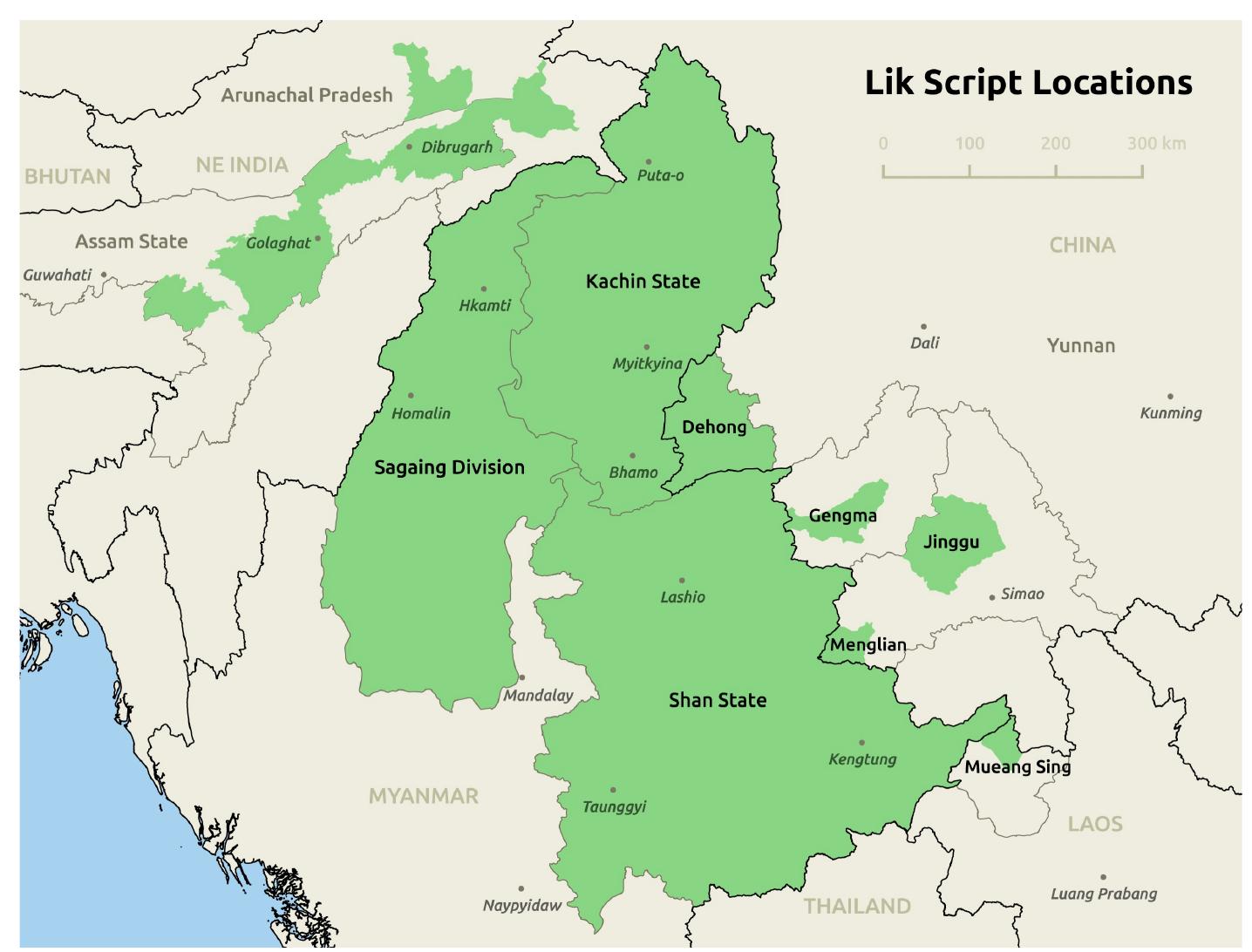 Map of lik script locations map showing the overall